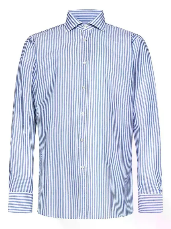FRANZESE COLLECTION Spread-collar Striped Shirt - Blue