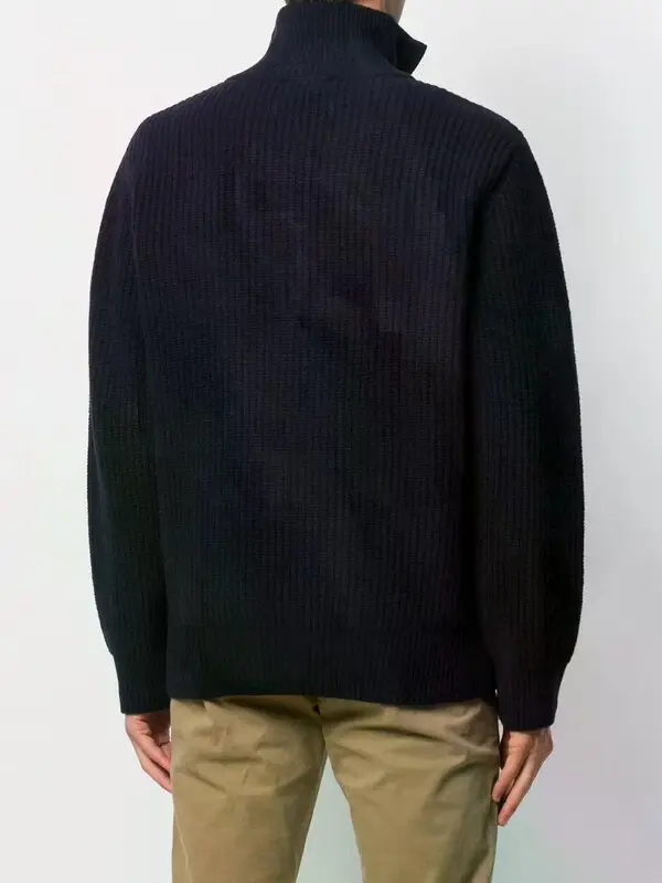 Closed Ribbed Half-zip Wool Sweatshirt