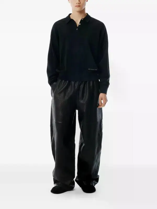 Alexander Wang Logo-patch Long-sleeve Polo Shirt - Black