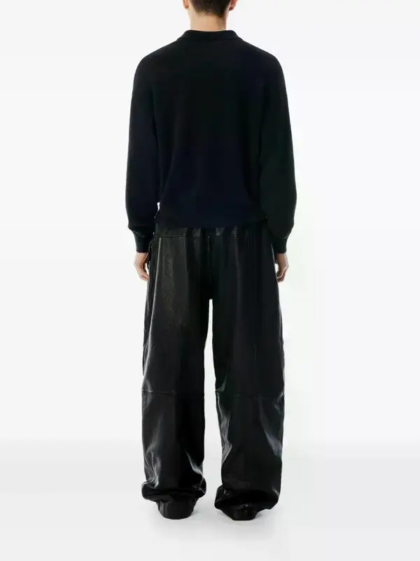 Alexander Wang Logo-patch Long-sleeve Polo Shirt - Black