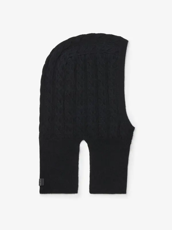 HOUSE OF DAGMAR Cashmere Blend Cable Knit Balaclava - Black