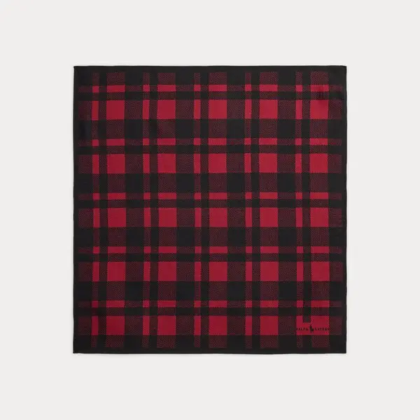 Ralph Lauren Plaid Overcheck Wool-silk Bandanna - Red/black