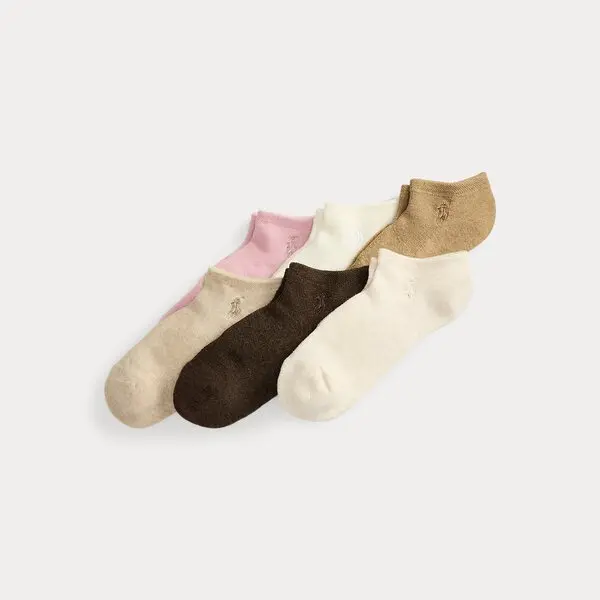 Ralph Lauren Pony Quarter Sock 6-pack - Pink/oatmeal Multi
