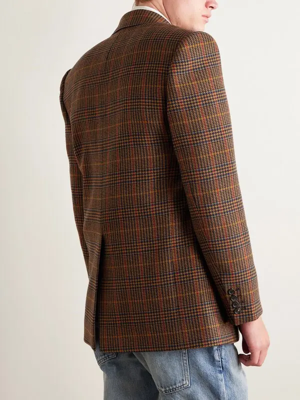 Saint Laurent Houndstooth Checked Wool Blazer