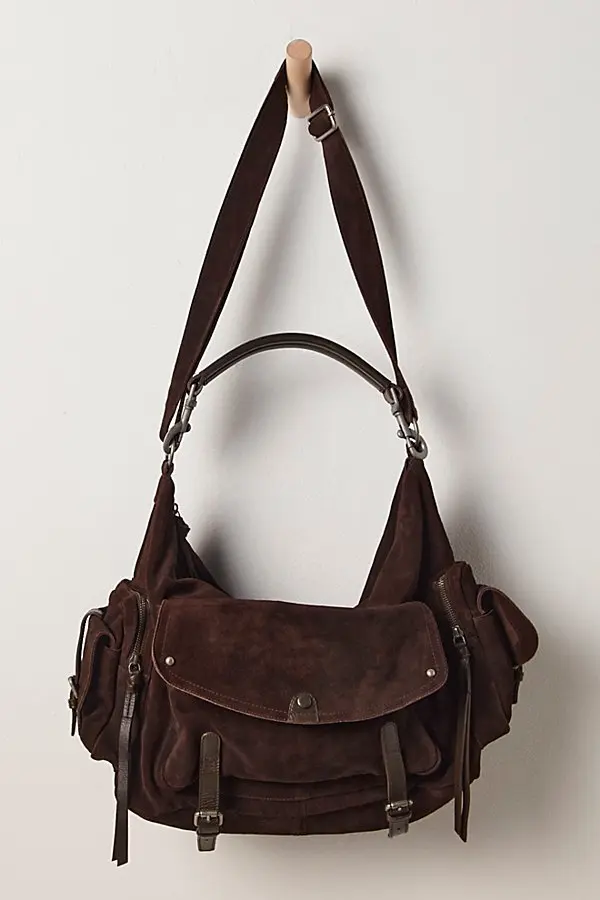 Free People Oversized Palermo Suede Shoulder Bag - Espresso