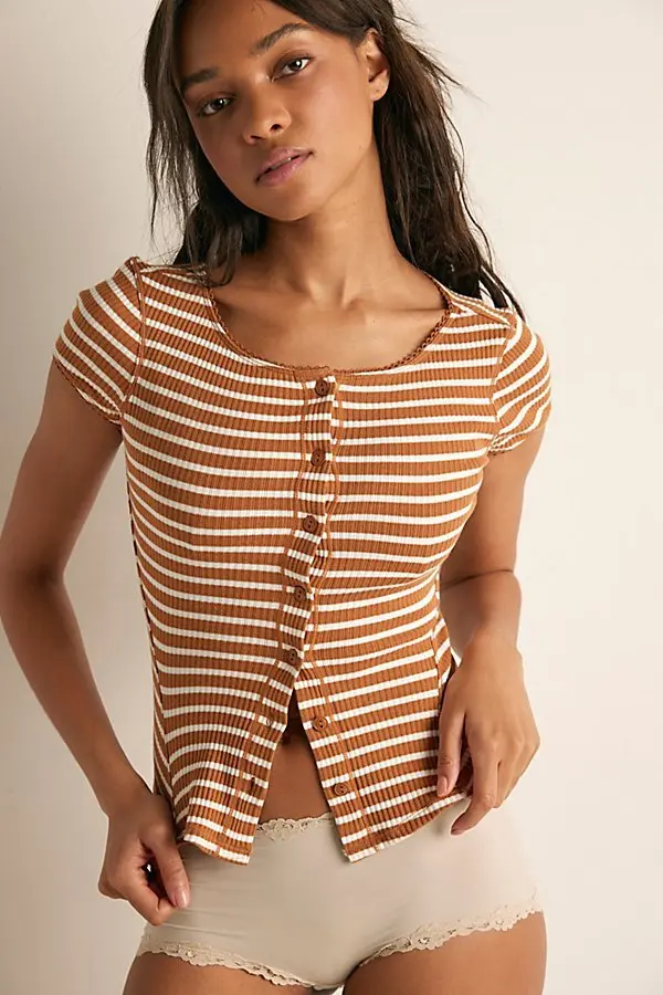 Free People Intimately Most Wanted Striped Cardi - Darling Cocoa Combo
