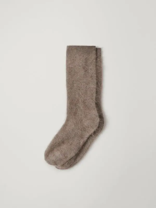 LISA YANG Brushed Cashmere Socks - Truffle