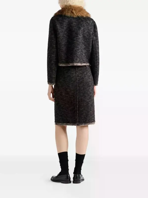 Prada Tweed Skirt With Triangle Logo