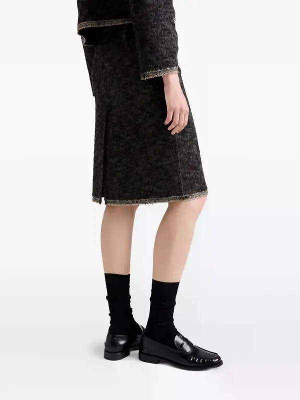 Prada Tweed Skirt With Triangle Logo