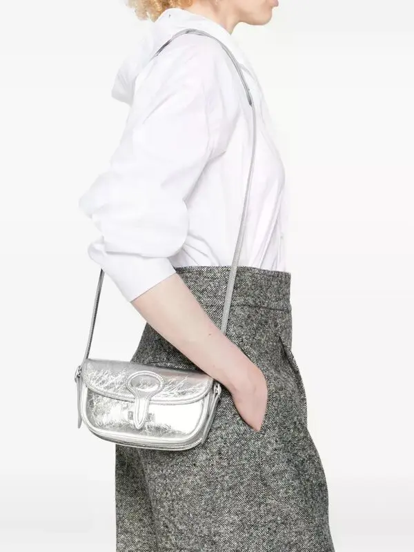 Bally Metallic Leather Flap Shoulder Bag