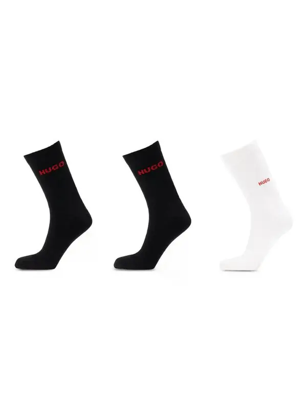Hugo Logo-knit Socks Pack Of 3 - Black