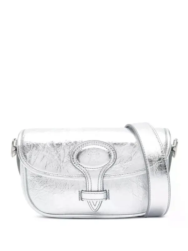 Bally Metallic Leather Flap Shoulder Bag