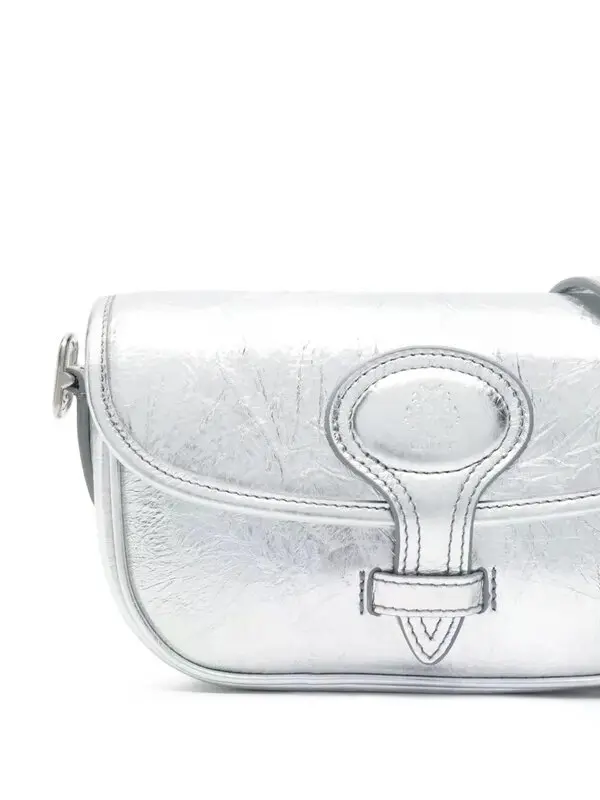 Bally Metallic Leather Flap Shoulder Bag