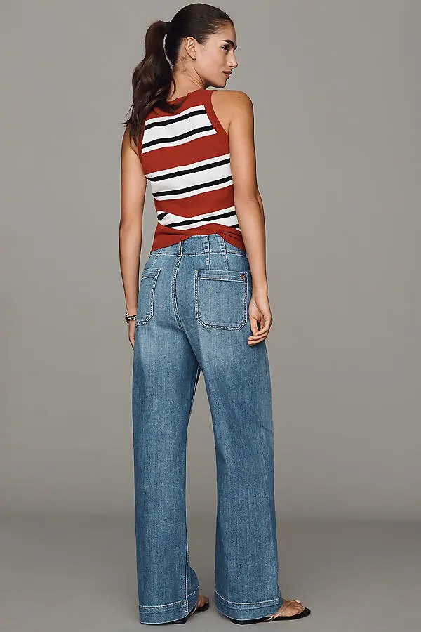 Maeve Colette High-rise Wide-leg Full-length Jeans - Light Denim