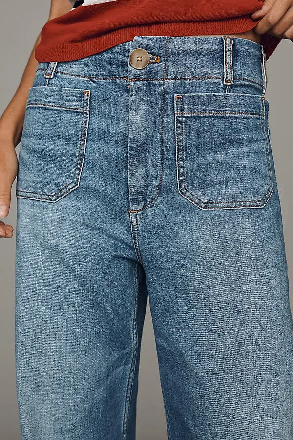 Maeve Colette High-rise Wide-leg Full-length Jeans - Light Denim