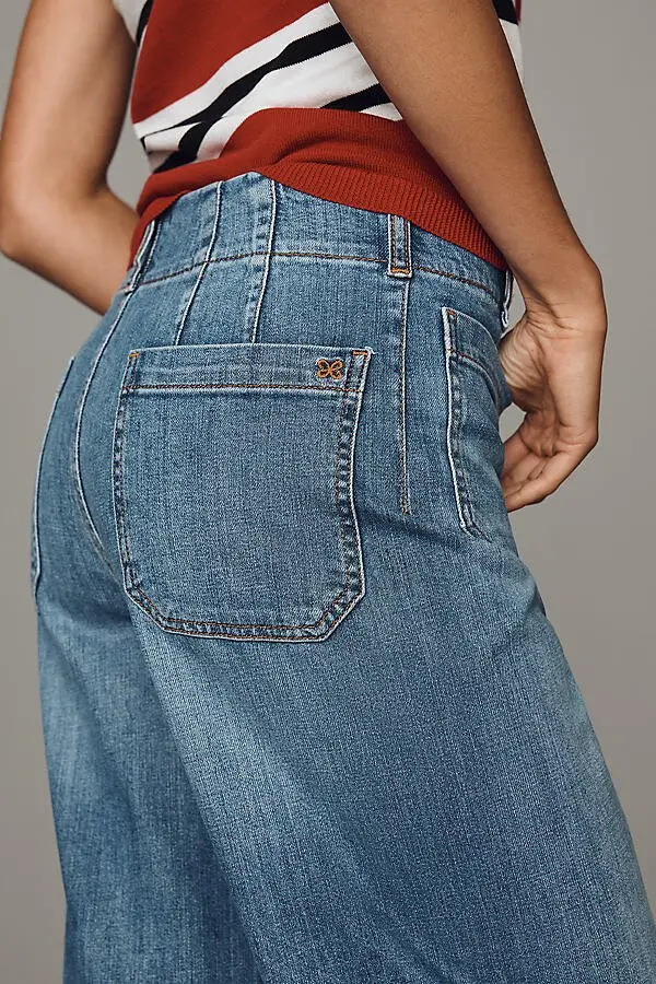 Maeve Colette High-rise Wide-leg Full-length Jeans - Light Denim