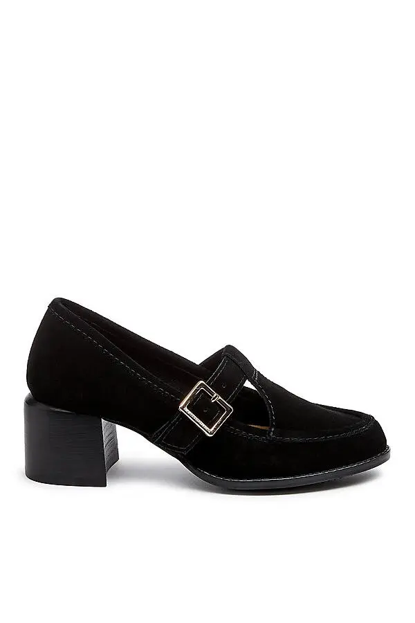 KELSI DAGGER BROOKLYN Caleb T-strap Loafer Heels - Black