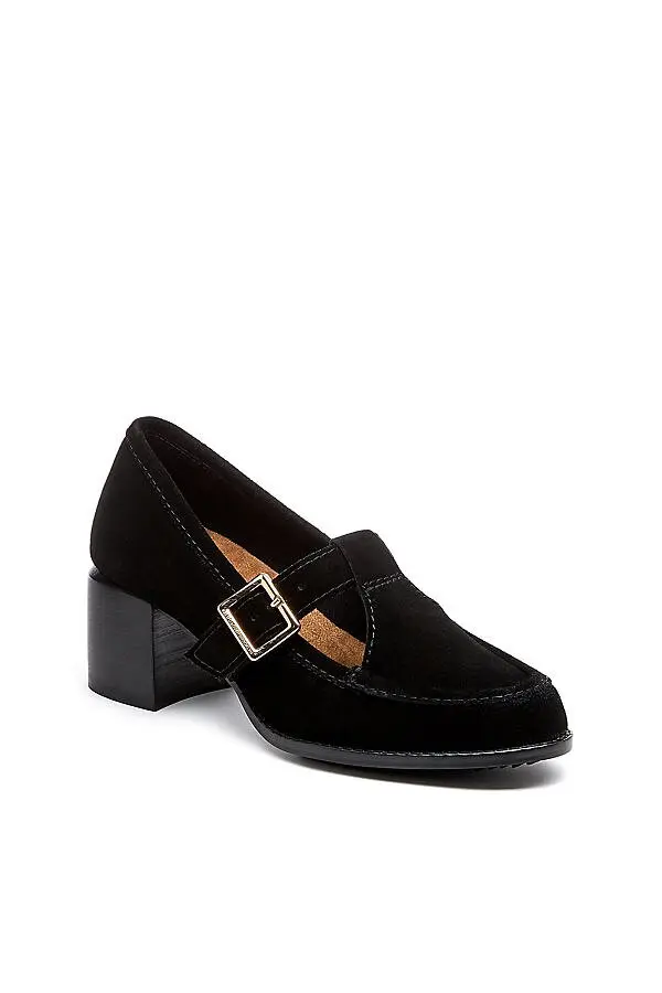 KELSI DAGGER BROOKLYN Caleb T-strap Loafer Heels - Black