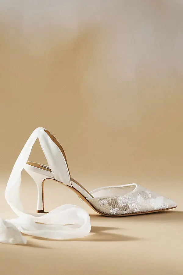 Badgley Mischka Blaze Ii Sequin Wrap Pumps - White Sequin