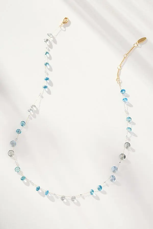 Anthropologie Floating Crystal Necklace - Blue