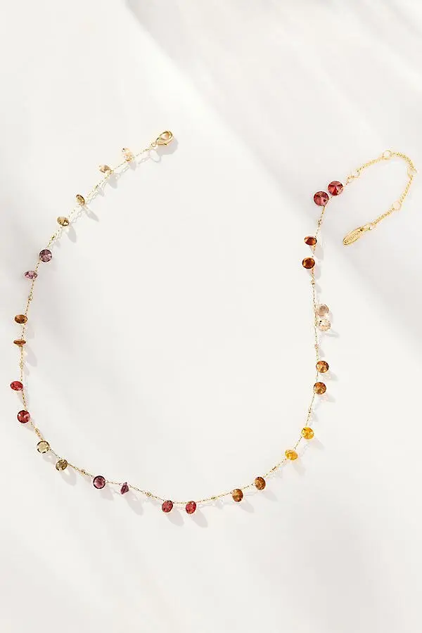 Anthropologie Floating Crystal Necklace - Brown/ruby