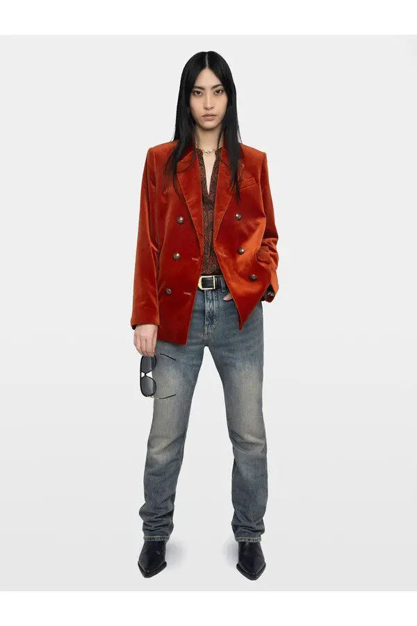 Zadig&Voltaire Vaska Structu Velvet Blazer - Red