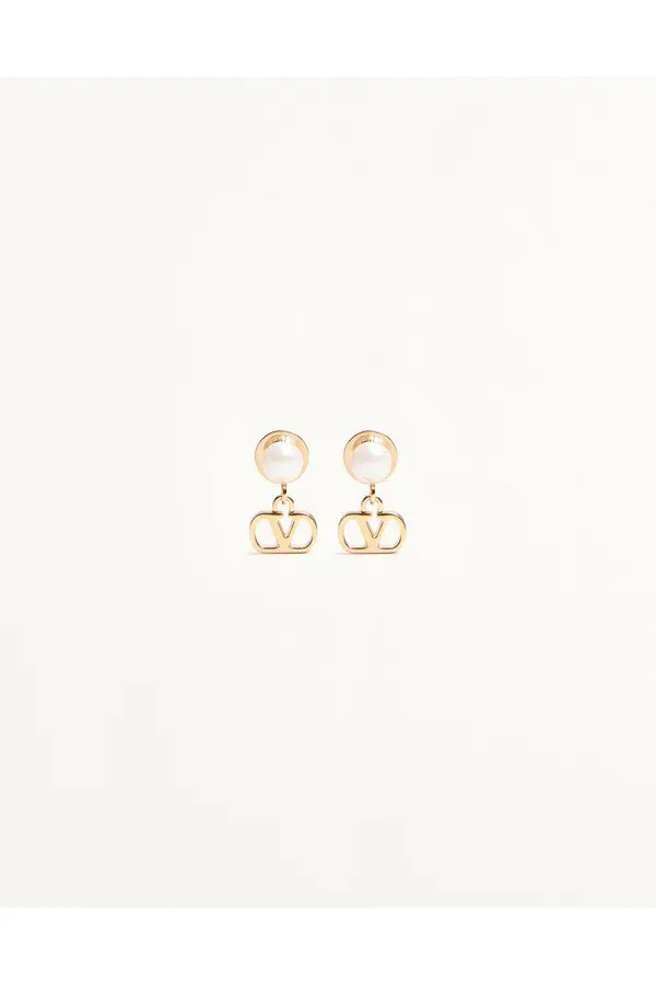 Valentino Garavani Vlogo Signature Metal And Pearl Earrings - Gold