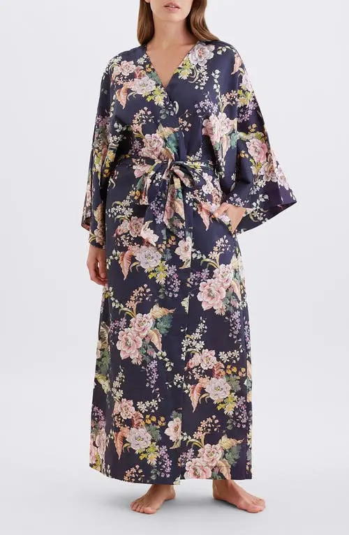 PAPINELLE Betsy Sateen Maxi Robe - Navy