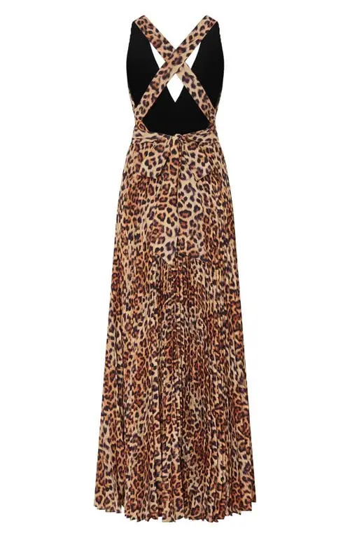 MILLY Oria Leopard Print Maxi Dress