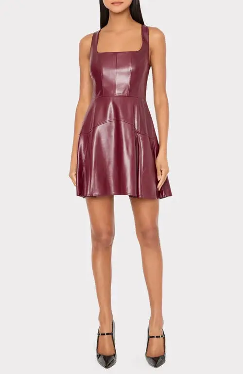 MILLY Faux Leather Mini Dress - Deep Burgundy