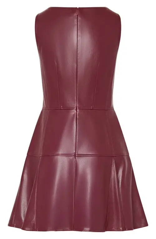 MILLY Faux Leather Mini Dress - Deep Burgundy