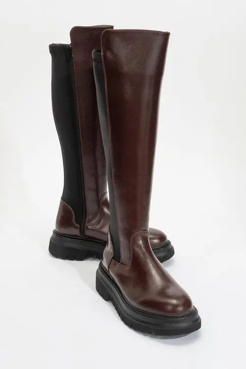 PROLOGUE SHOES Shadow Knee High Boots - Burgundy Faux Leather