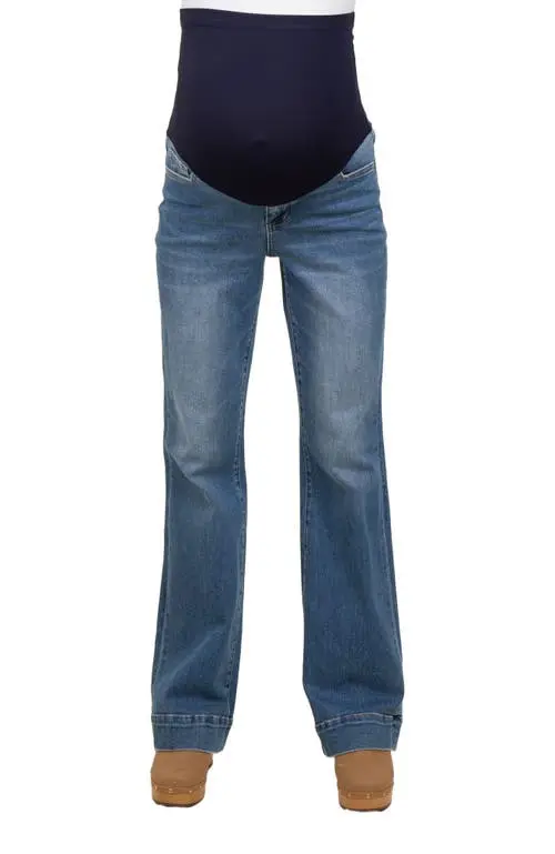 PINKBLUSH Wide Hem Flare Maternity Jeans - Blue