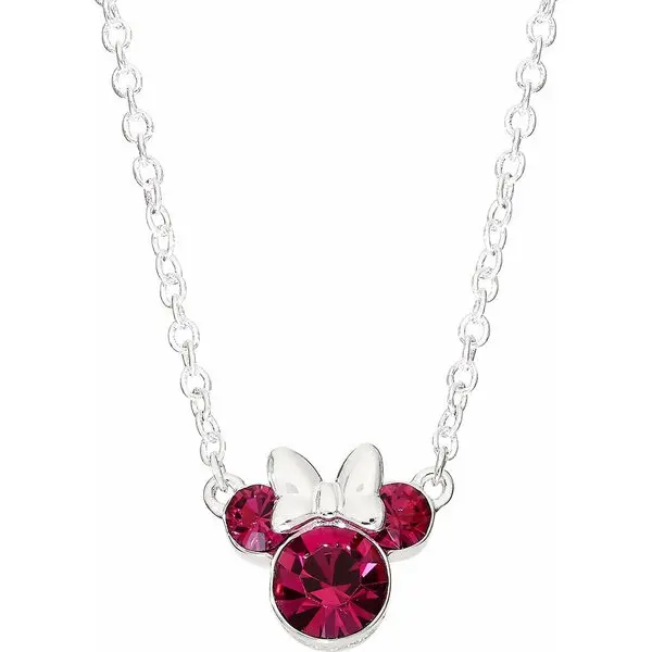 Disney Minnie Mouse Birthstone Pendant Necklace - Fuchsa