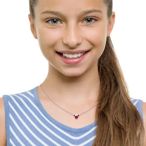 Disney Minnie Mouse Birthstone Pendant Necklace - Fuchsa