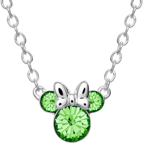 Disney Minnie Mouse Birthstone Pendant Necklace - Light Green