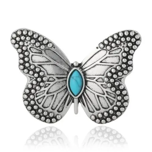 Jessica Simpson Butterfly Pin With Turquoise-style Stone - Silver/ Turquoise