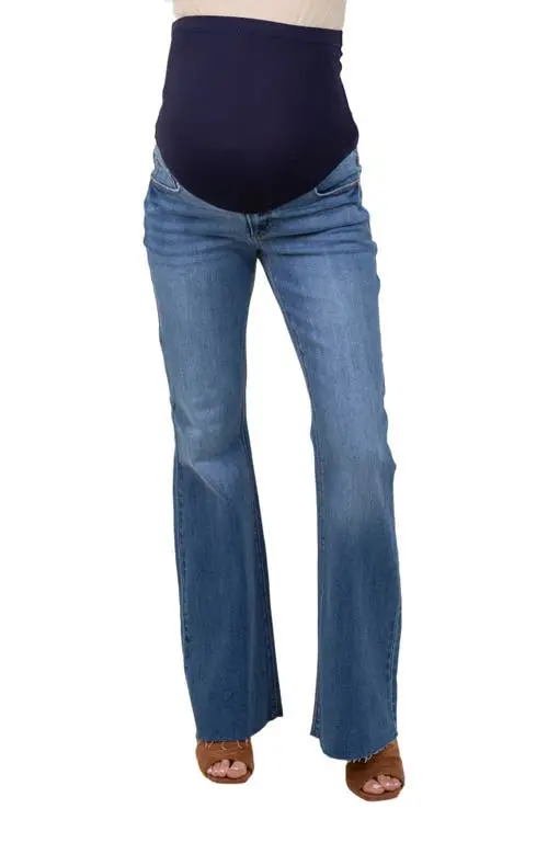 PINKBLUSH Raw Cut Hem Flare Maternity Jeans