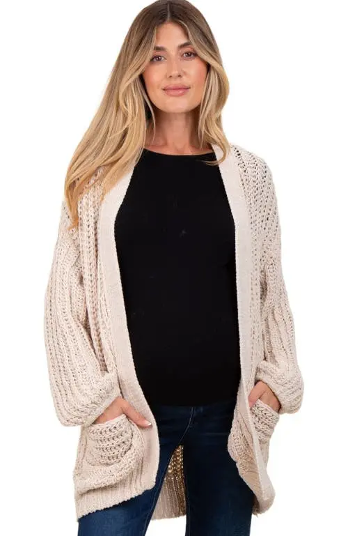 PINKBLUSH Chunky Knit Oversized Pocket Cardigan