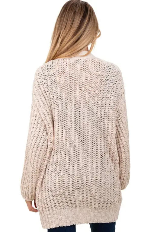 PINKBLUSH Chunky Knit Oversized Pocket Cardigan