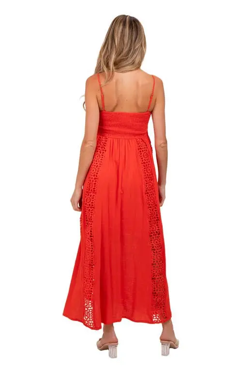 PINKBLUSH Crochet Lace Paneled Maternity Maxi Dress