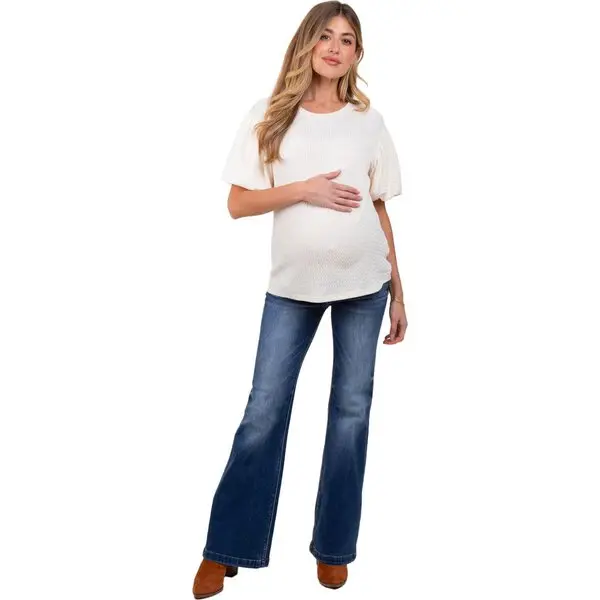 PINKBLUSH Maternity Flare Jeans - Navy Blue