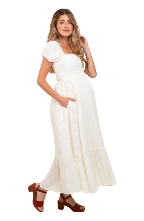 PINKBLUSH Ruffle Detail Square Neck Maxi Dress