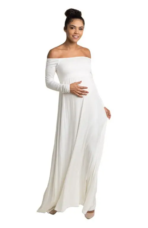 PINKBLUSH Off Shoulder Maxi Dress - Ivory
