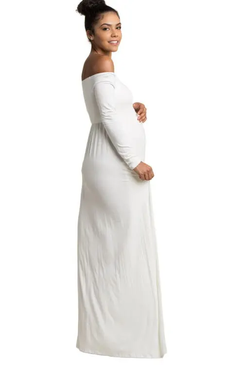PINKBLUSH Off Shoulder Maxi Dress - Ivory