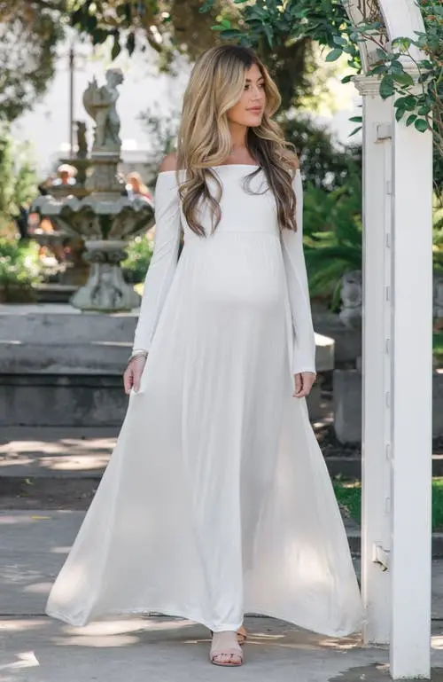PINKBLUSH Off Shoulder Maxi Dress - Ivory