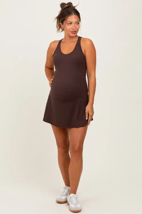 PINKBLUSH Tennis Racerback Romper Dress - Camel
