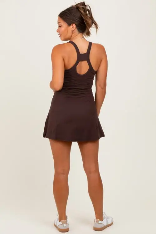 PINKBLUSH Tennis Racerback Romper Dress - Camel