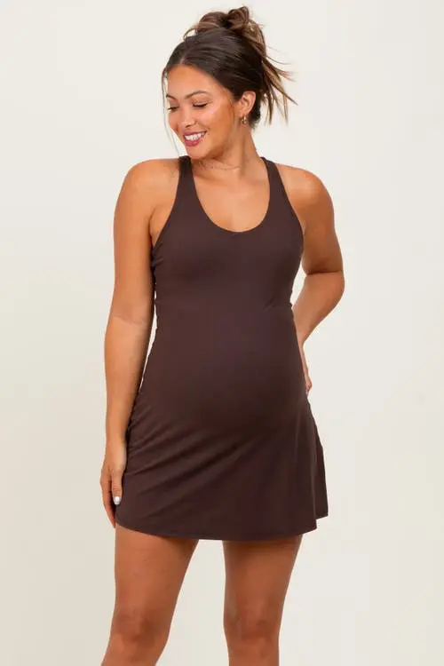 PINKBLUSH Tennis Racerback Romper Dress - Camel