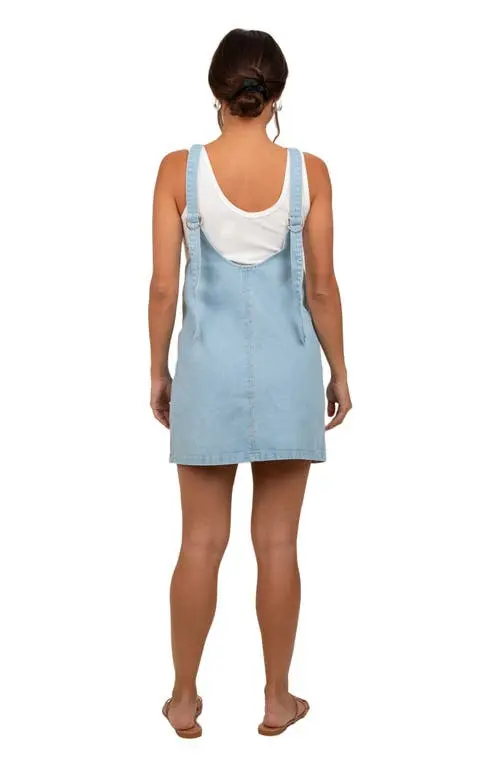 PINKBLUSH Denim Side Pocket Overall Maternity Dress